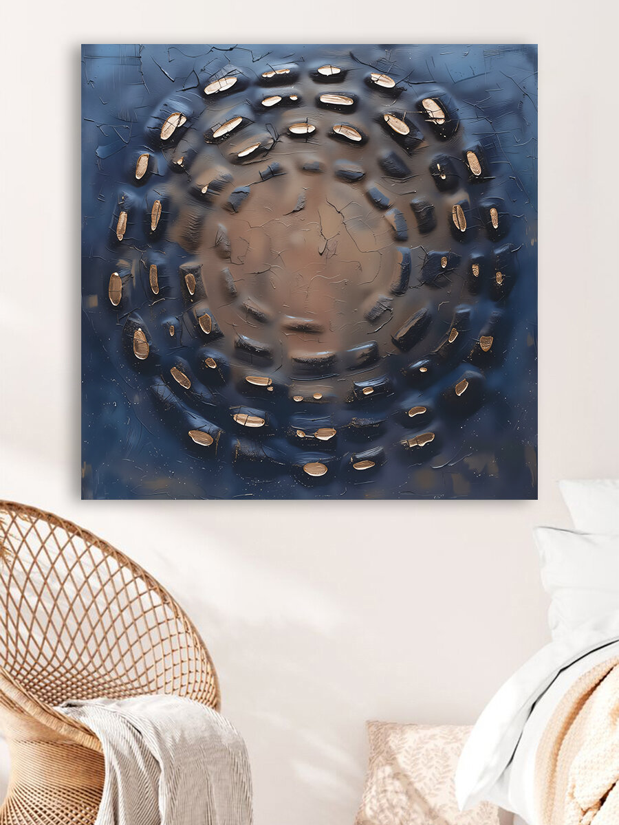 Картина на стену - "Абстрактный минимализм с эффектом 3D, бетон, штукатурка (картина плоская печать на холсте)" , 60х60 см.