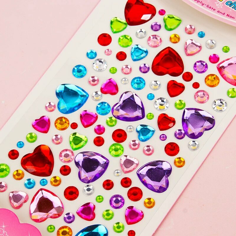 Детские наклейки с драгоценными камнями, кристаллы и бриллианты, наклейки принцессы с героями мультфильмов для девочек,