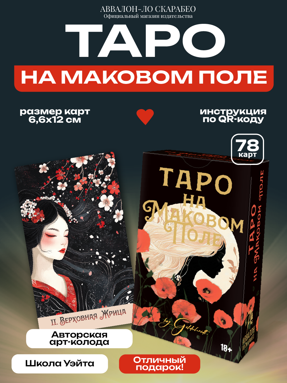 Таро Аввалон-Ло Скарабео "На Маковом Поле", классический формат, картон, 2025 год