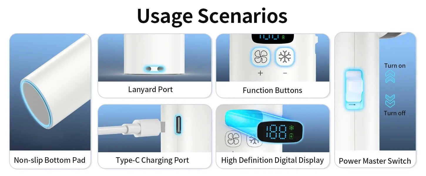 Портативный вентилятор CREAROMA Белый, White 5200mAh