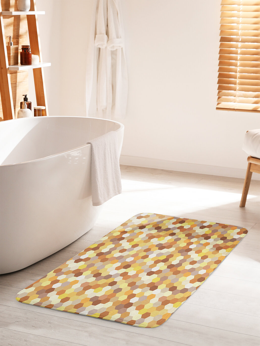 Коврик для ванной комнаты и туалета противоскользящий "Сотовый пазл" 60х100 см, JoyArty