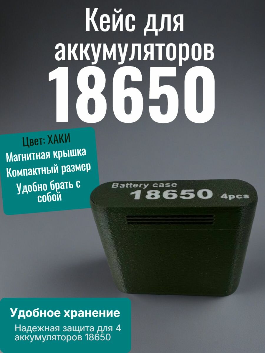 Кейс-бокс для акб 18650-4x1, Хаки