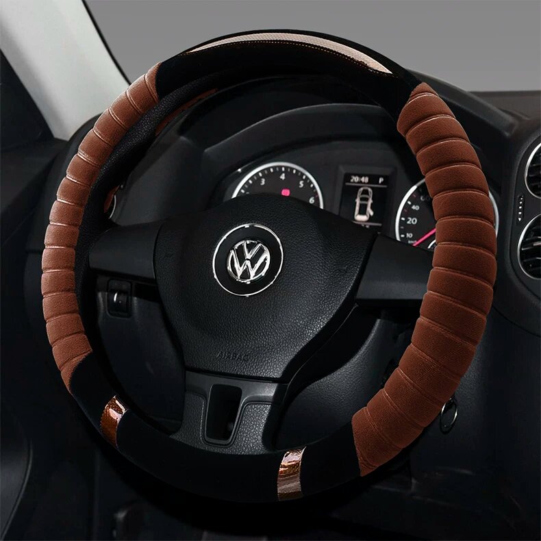 Зимний флисовые сиденье автомобильное для Volkswagen Golf, коричневый кофейный круглой формы, зимняя теплота