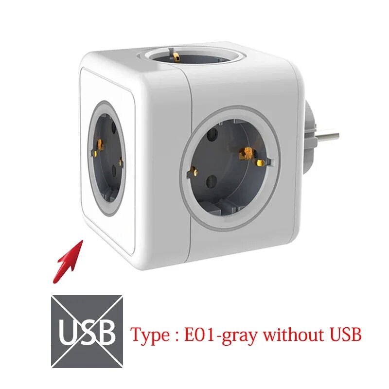 MASSFA PowerCube Розетка 7-в-1 220В E01-gray-without-USB