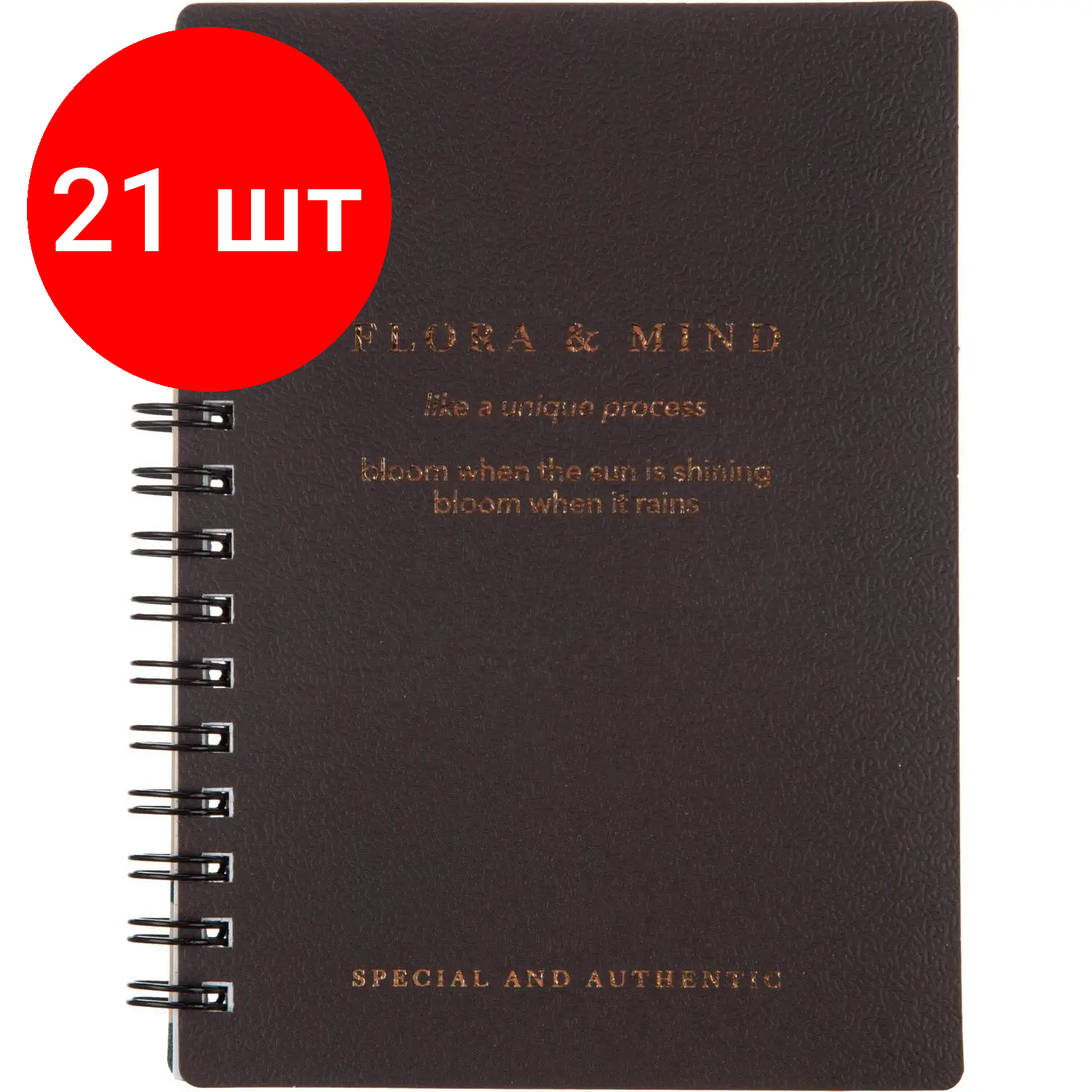 Комплект 21 штук, Блокнот BS, 102х142мм, 80л, клетка, спираль. Flora, черный, N4253