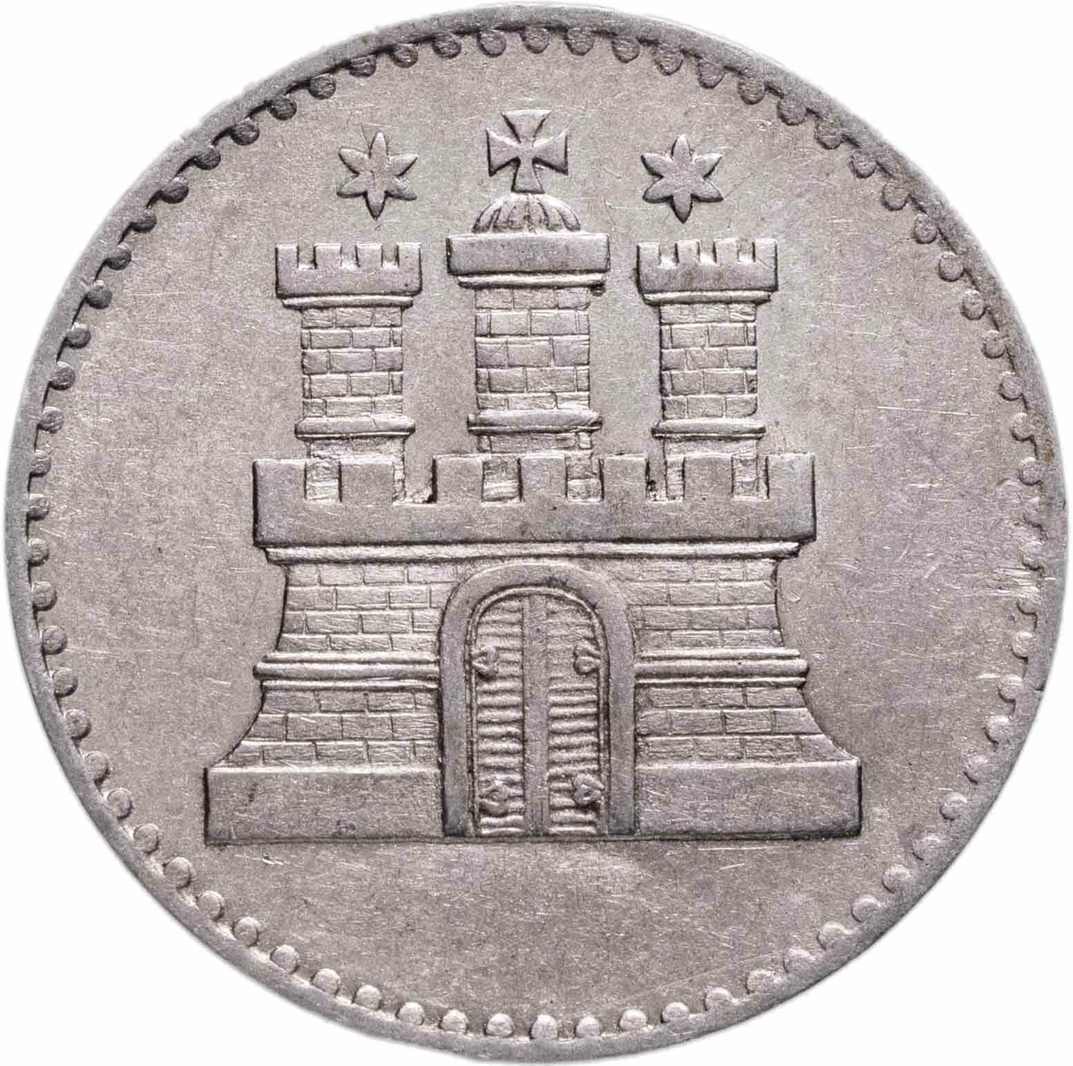 Германия, Гамбург 1 шиллинг 1855, Серебро 375, в сохранности XF