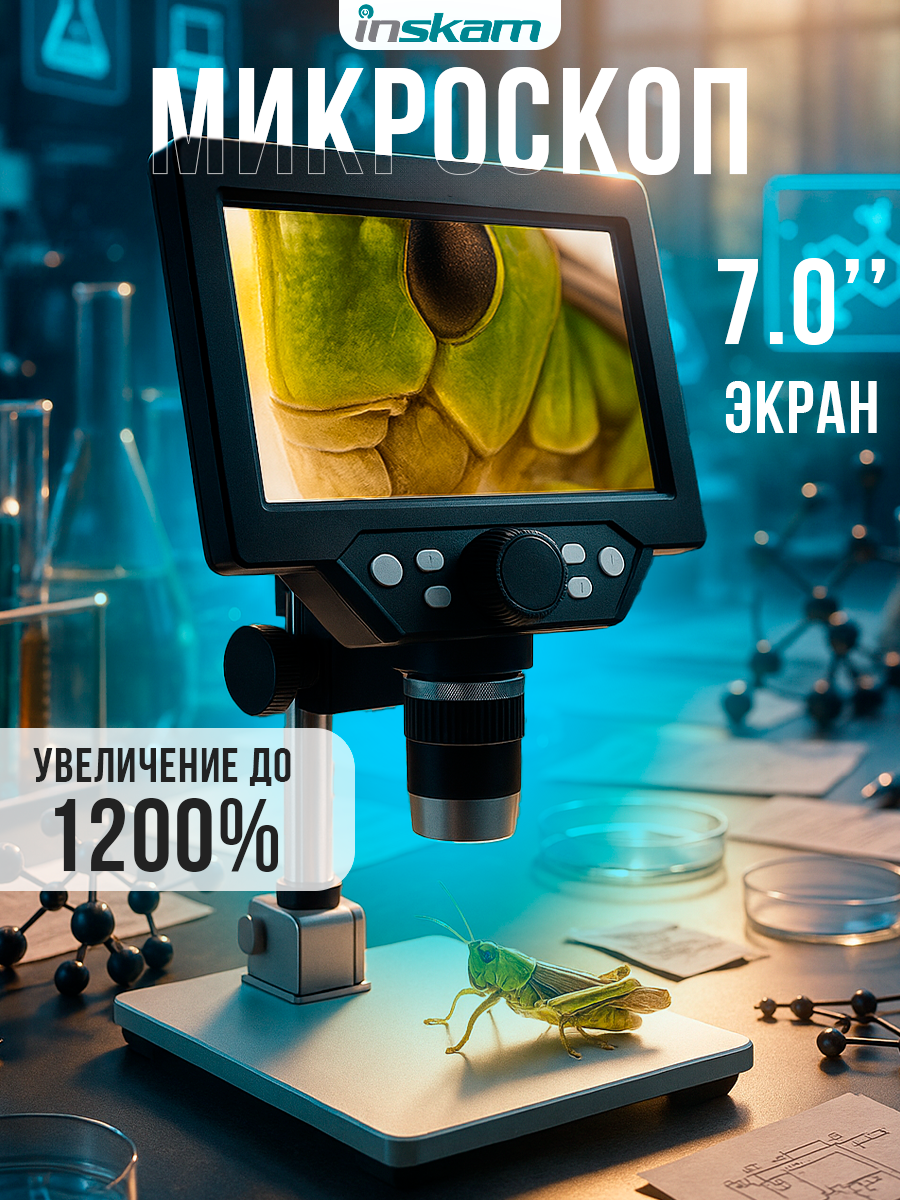 Цифровой микроскоп для апайки с экраном, профессиональный 1200х