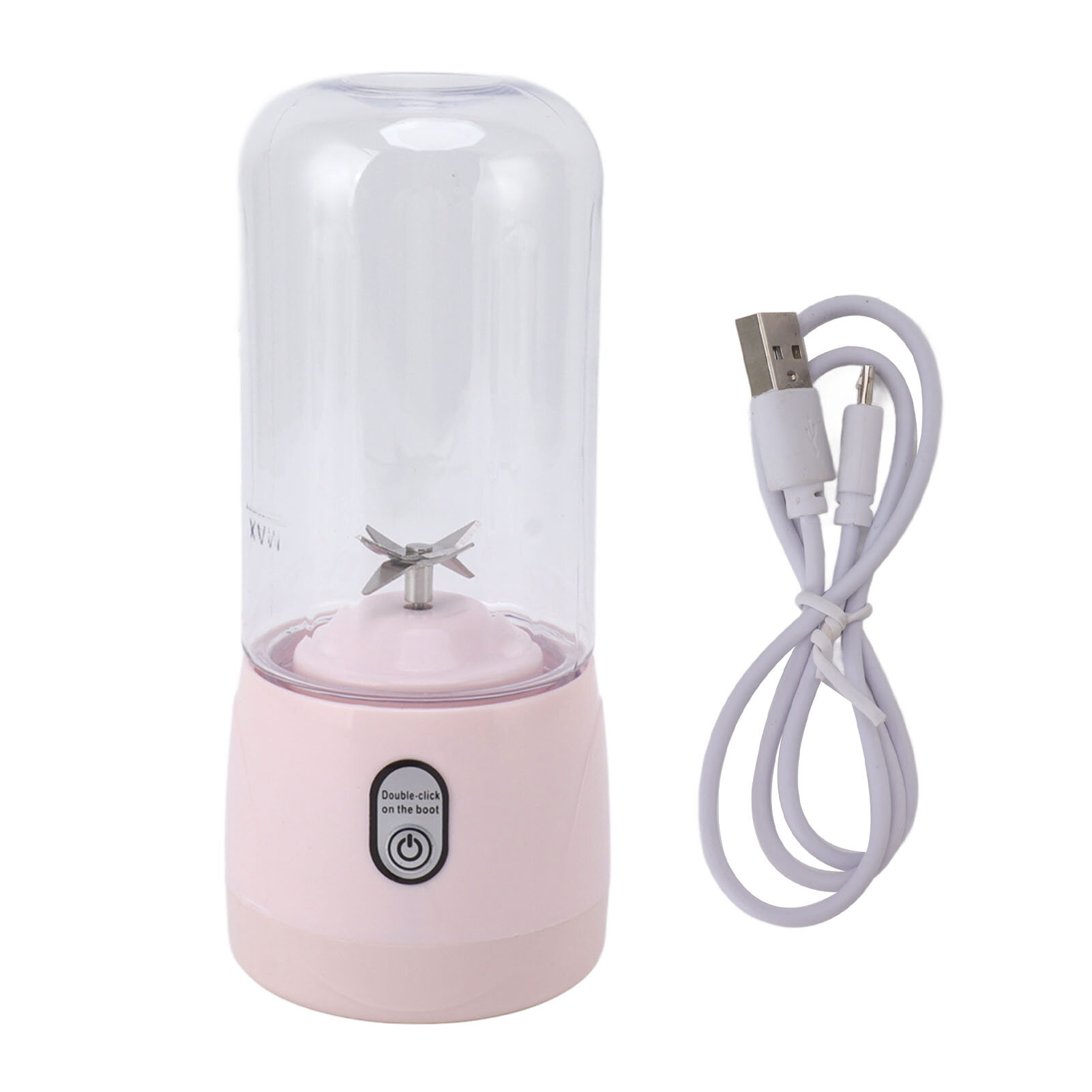 Портативный блендер USB Rechargeable 6 Blades Mini Dececer Cup Cup Squeezer для туристической спортивной кухни 410 мл розовый