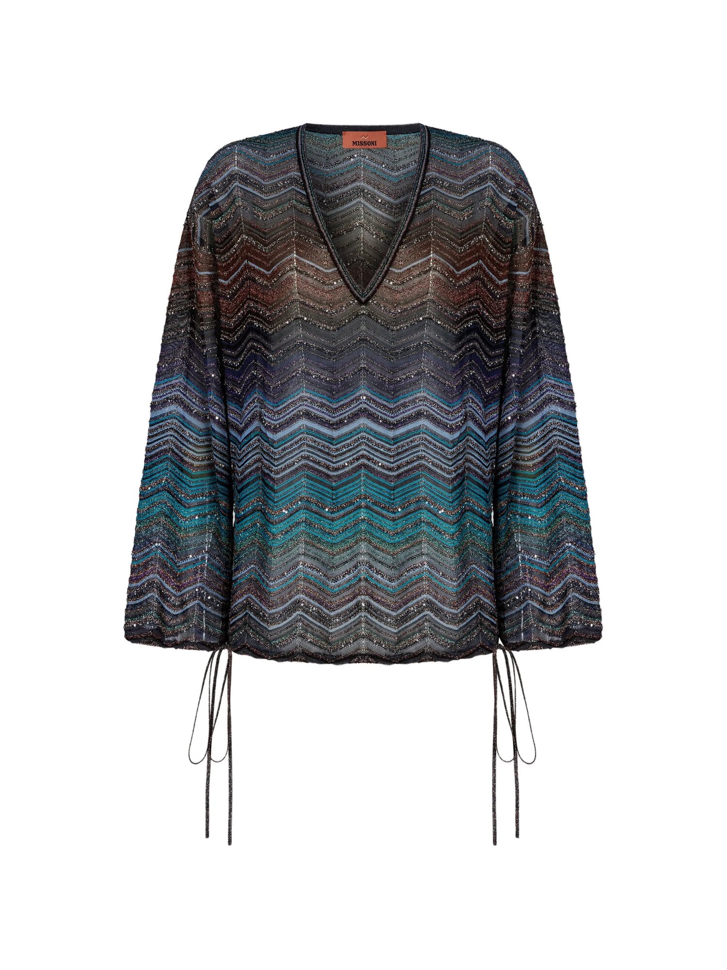 Блуза Chevron-pattern tie-detail blouse
