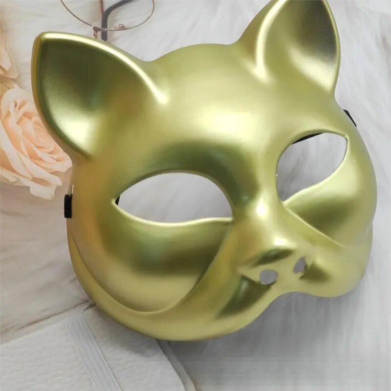 Кошачья маска, 1 шт, пластиковый декор, золотой