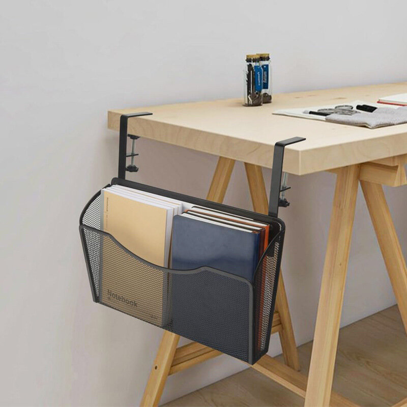 Настольный подвесной органайзер для хранения под столом, органайзер для журналов, сетчатый ящик для хранения на столе