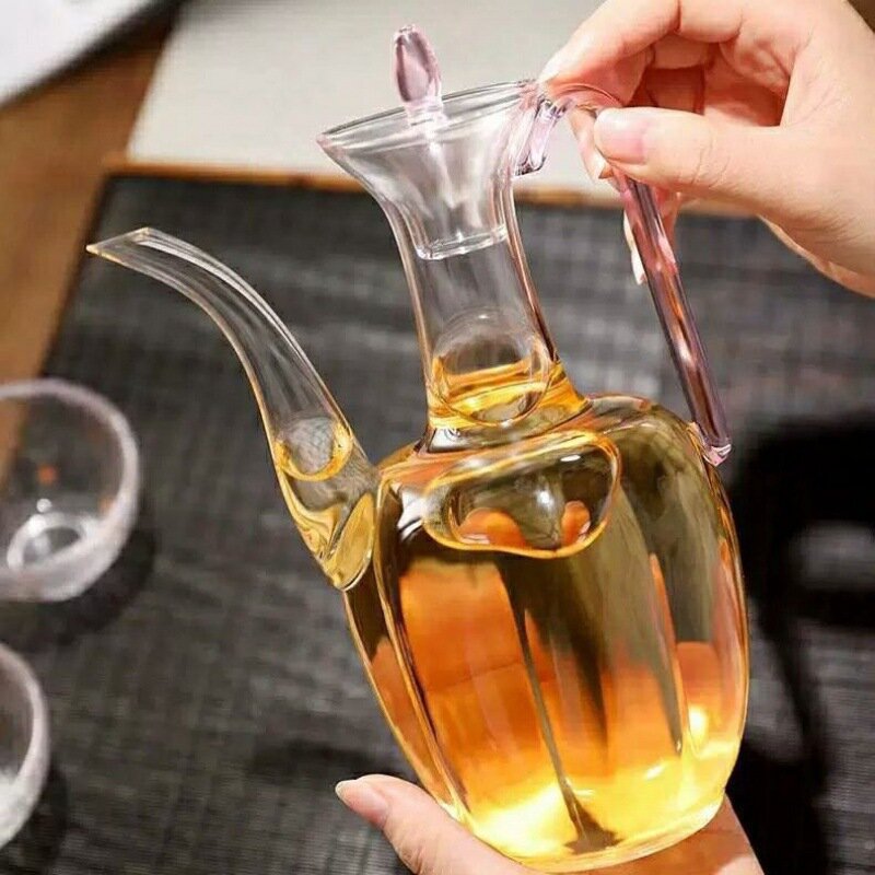 Стеклянный горшок имитирует песенный горшок Guifei 500 мл кувшин с розовыми ручками