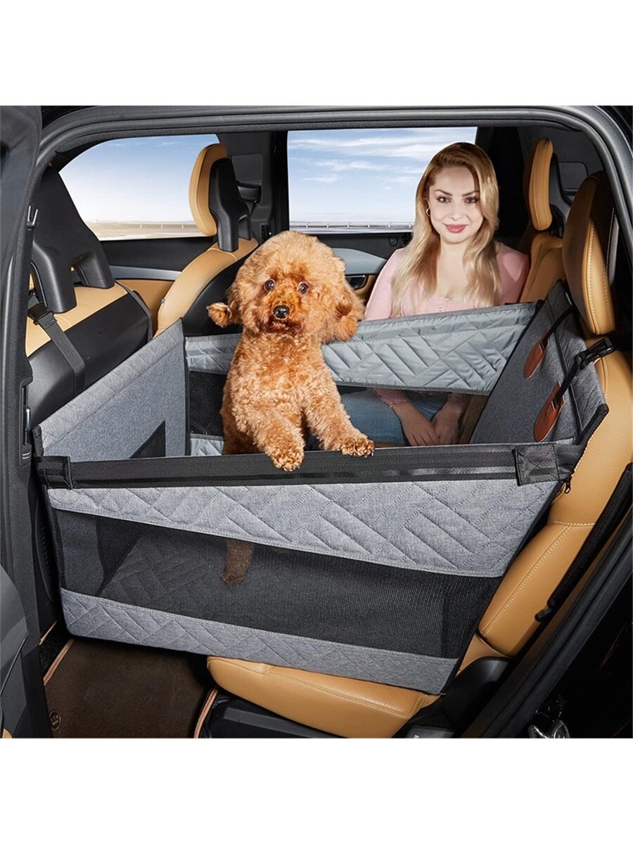 Автомобильное гнездышко для домашних животных, Удлинитель гамака на заднем сиденье с полным покрытием для автомобилей, водонепроницаемый, устойчивый к царапинам, с сетчатым карманом 56*56 * 40 см
