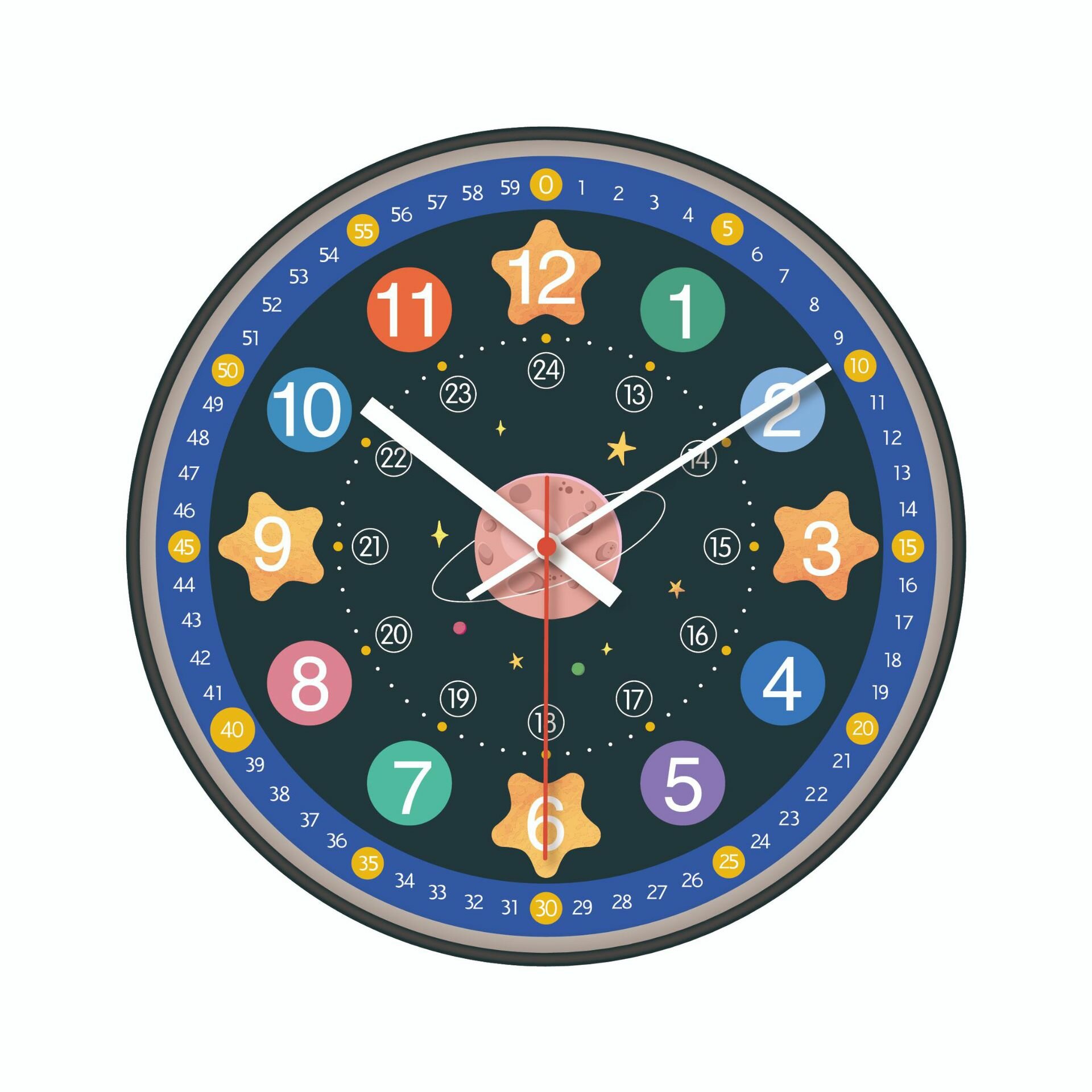 Детские обучающие настенные часы для раннего развития 12inch года, мультяшные бесшумные часы, декоративные часы для дома и спальни, часы для учеников начальной школы