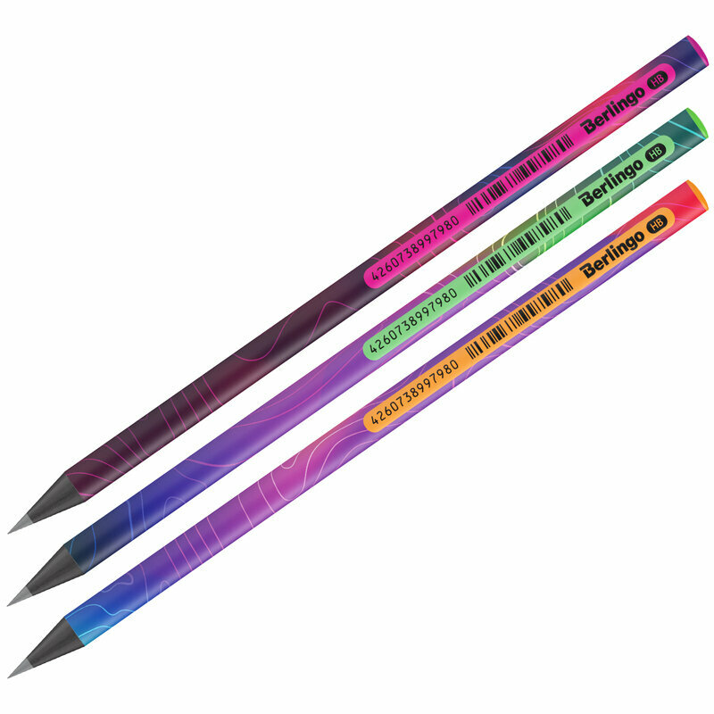 36 шт. Карандаш ч/г Berlingo "Terrain" HB, черное дерево, круглый, заточен, ассорти