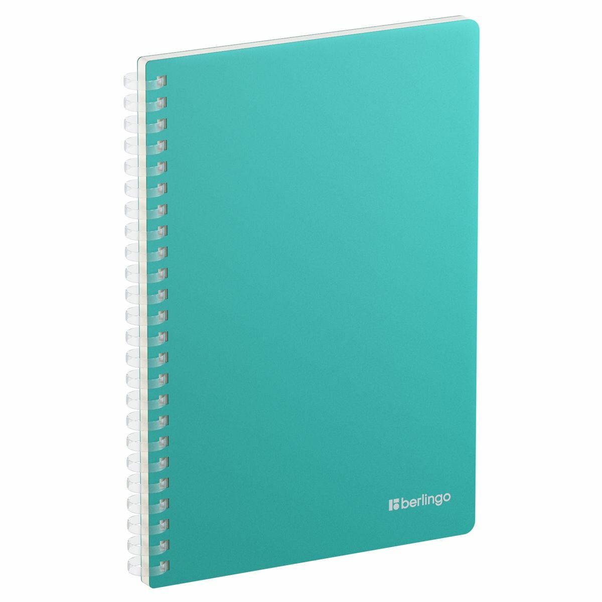 Бизнес-тетрадь A5, 80л. Berlingo "Soft Touch Pro" клетка, на силиконовом гребне, 80 г, пластик обложка 600 мкм, бирюзовая, внутр. оранжевая, софт-т