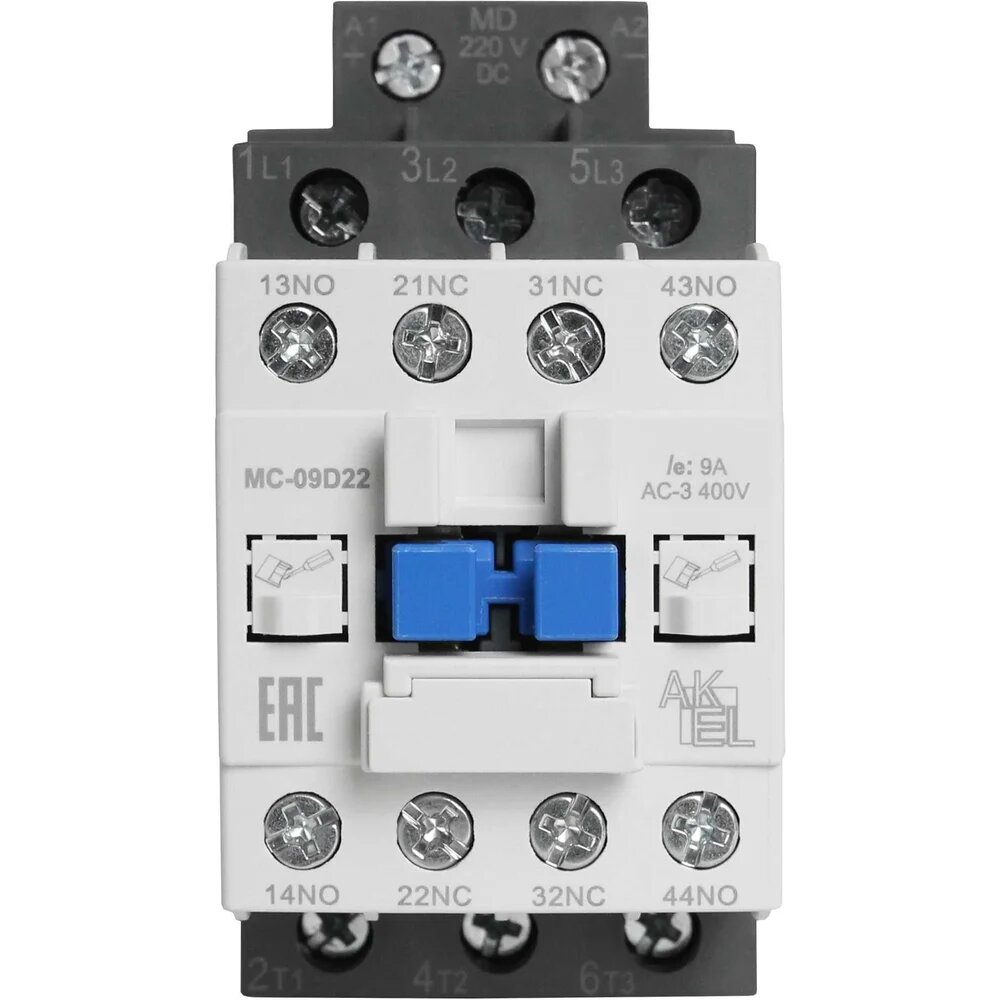Контактор магнитный AKEL BA47 MC-09D22MD 3P 2NO+2NC/9A/220VDC 418702