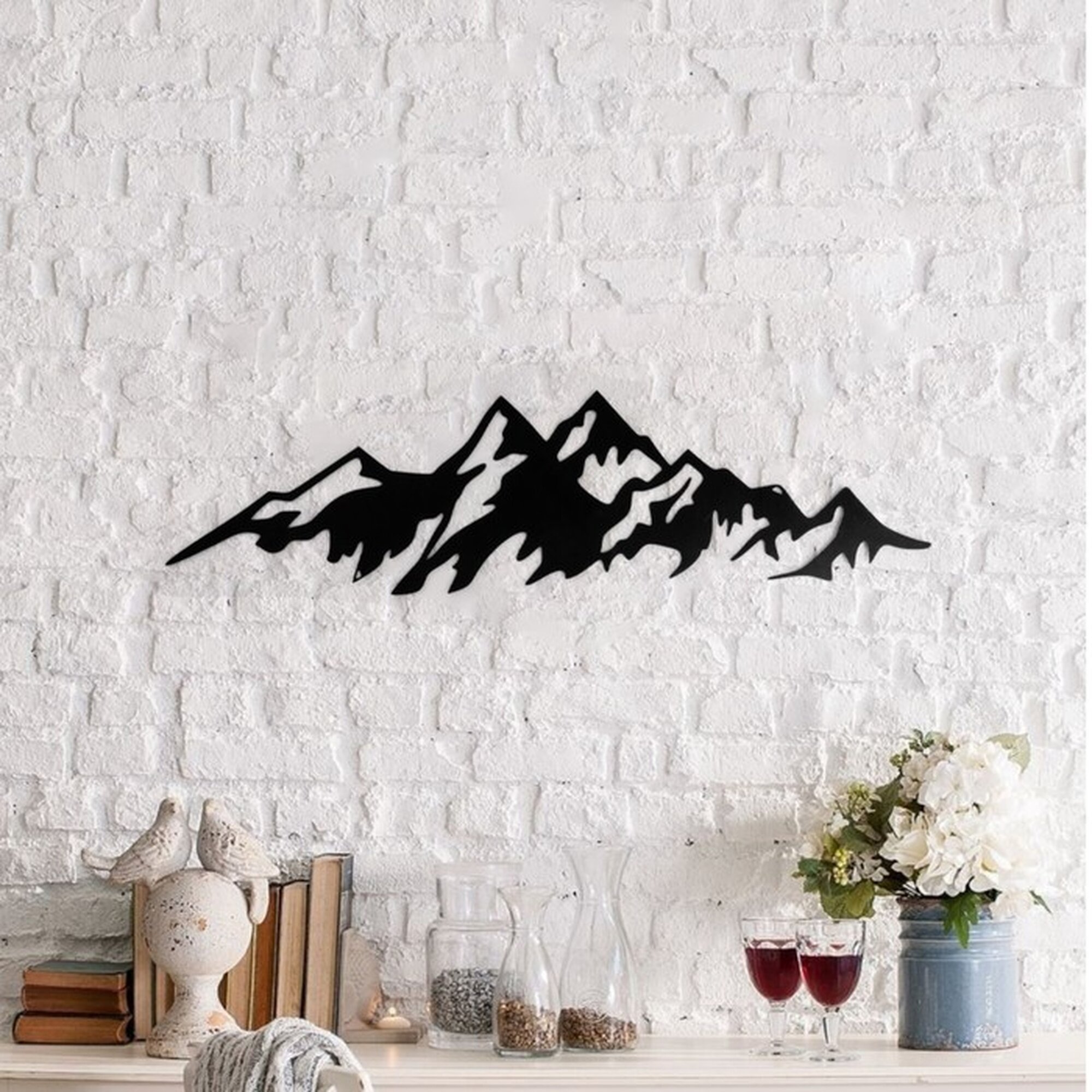 Панно настенное Хорошие сувениры «Горы», металл, 40x9 см, чёрное