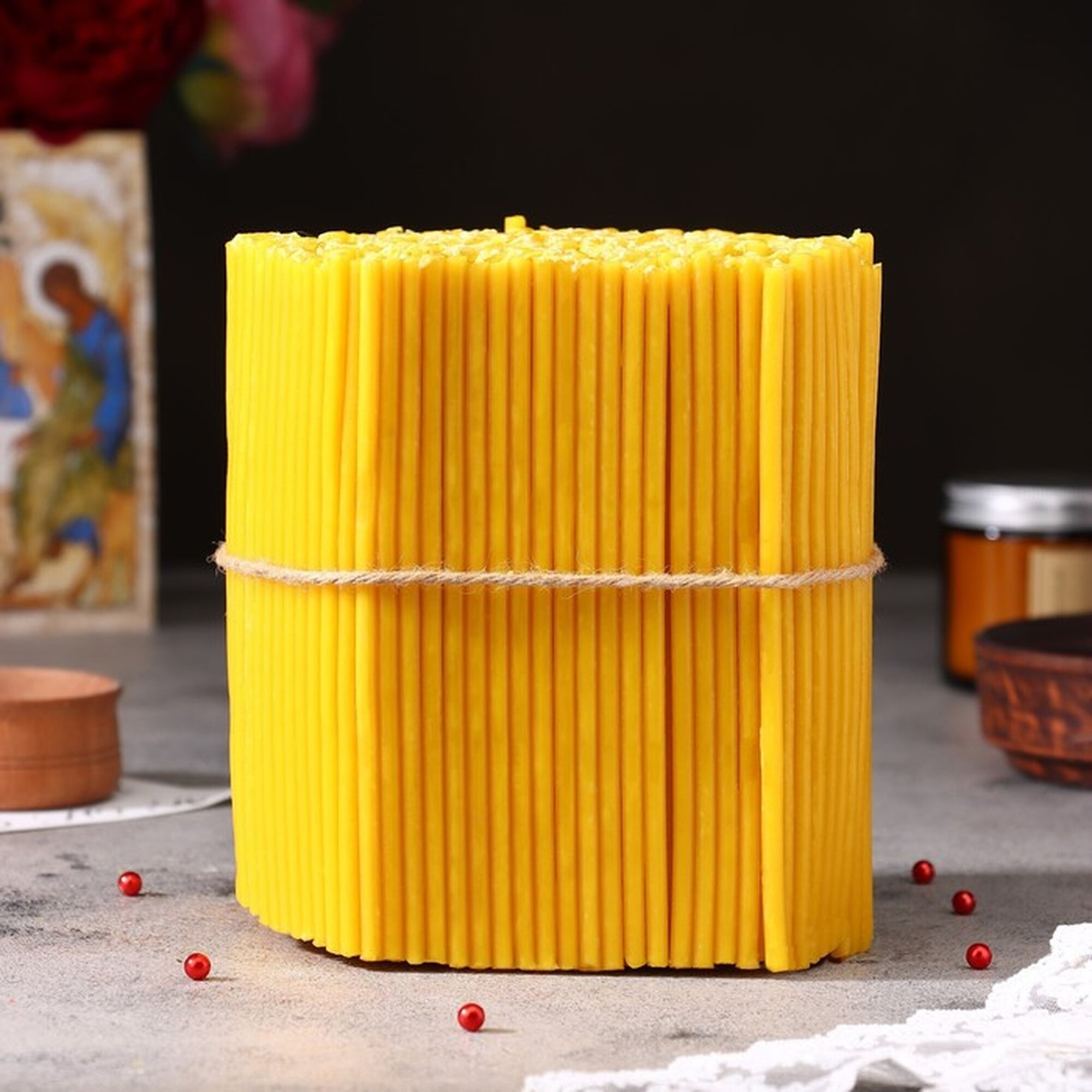 Свечи Сима-ленд №140, церковные, парафиновые, упаковка 2кг, желтые