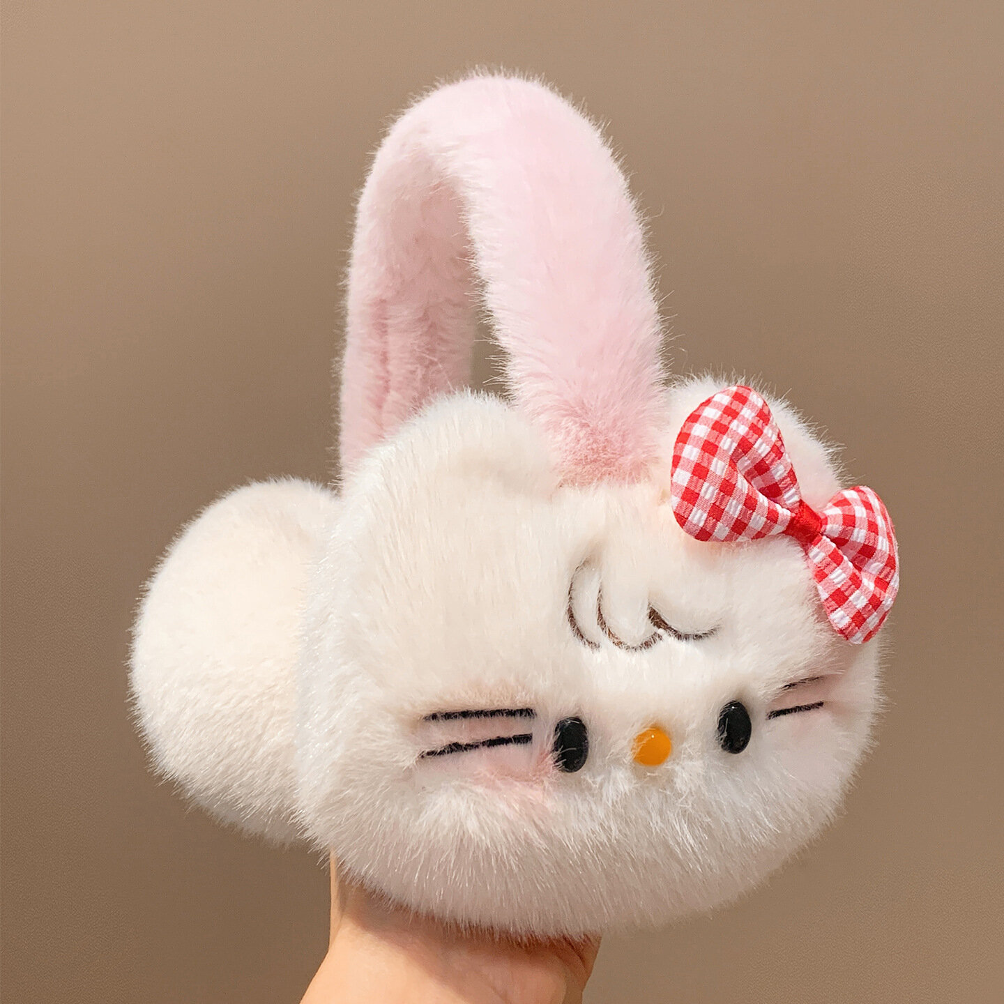 2026 Новейшие плюшевые наушники для женщин, осень и зима, стиль Ins, милый мультяшный кот, защита ушей с бантиком, теплые, защищающие от холода, ветрозащитные наушники для детей