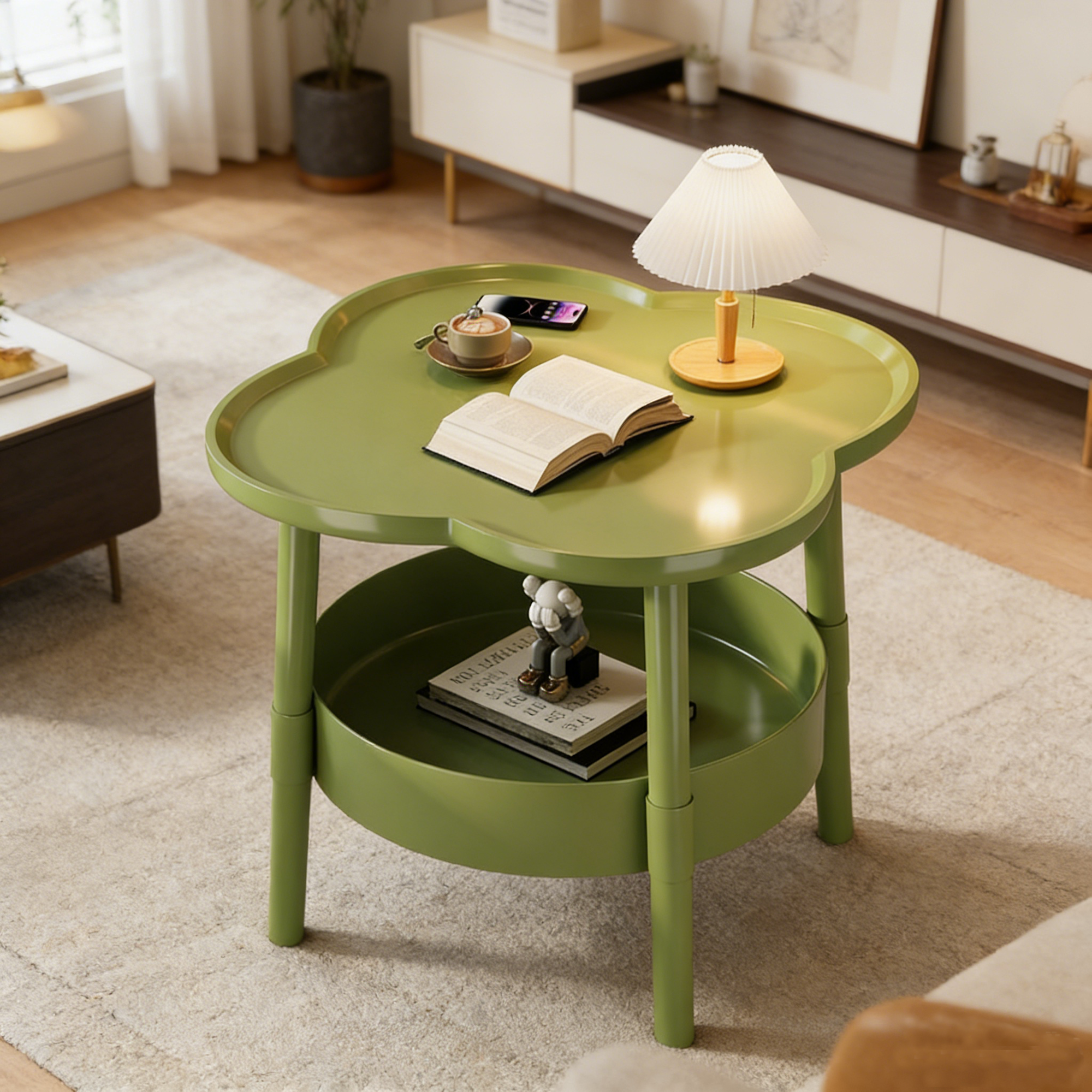 Журнальный стол, Прочный пластиковый материал, Зеленый40х25х48 см
