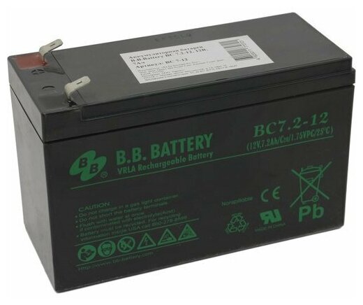 Аккумуляторная батарея B.B. Battery BC 7.2-12 (12V 7,2Ah ДхШхВ 151x65x100 мм, масса 2,2 кг) клеммы F2