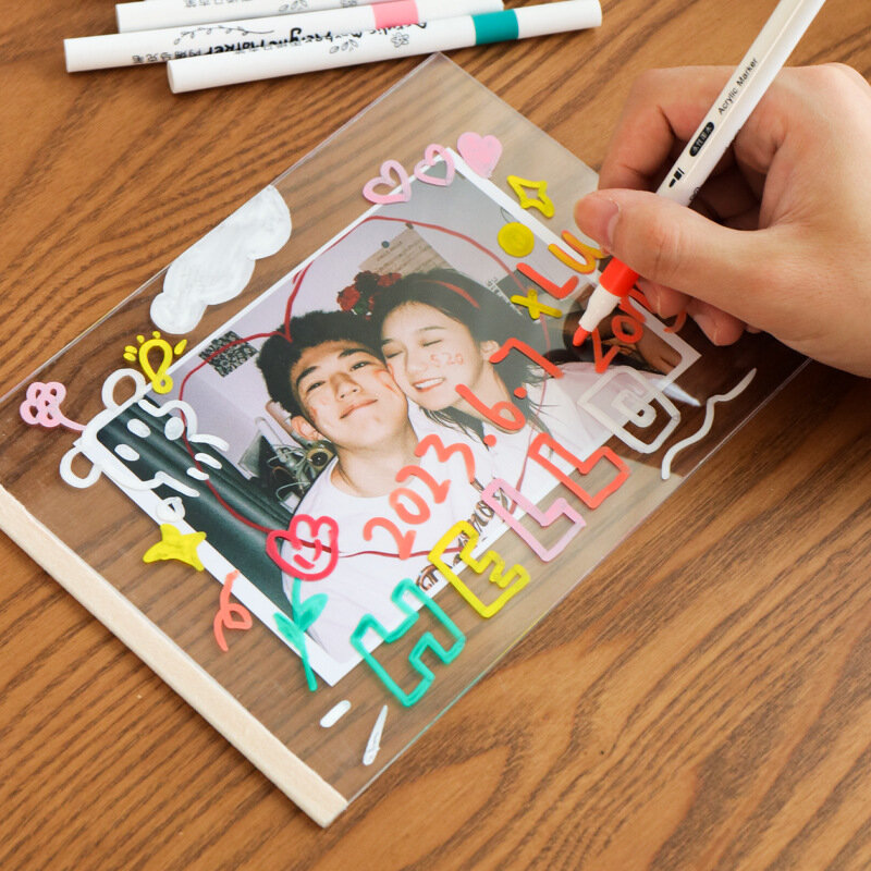 Горячая распродажаКреативная рамка для фото из массива дерева, DIY рамка для 6inch пар, рамка для фото Polaroid, граффити, подставка для фото, рамка из бука, двусторонняя прозрачная рамка для фото