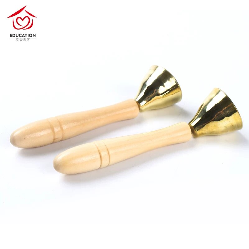 Музыкальные обучающие пособия Орффа для детей, детский сад, начальная школа, ударный инструмент с ручкой, большие и маленькие колокольчики, красная веревка, медные колокольчики