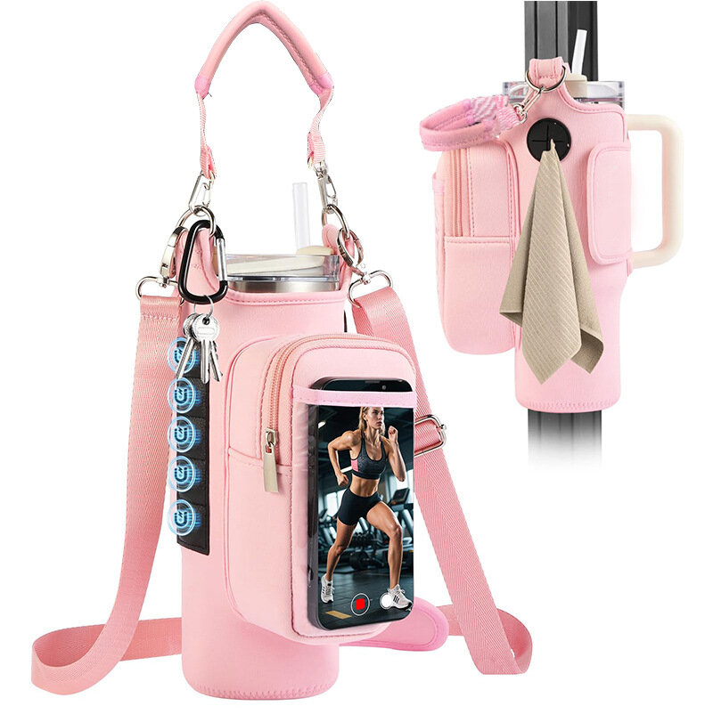 Магнитный чехол для бутылки воды, портативный чехол для бутылки воды, сумка для хранения, наплечный ремень, магнитный чехол для кружки в спортзале