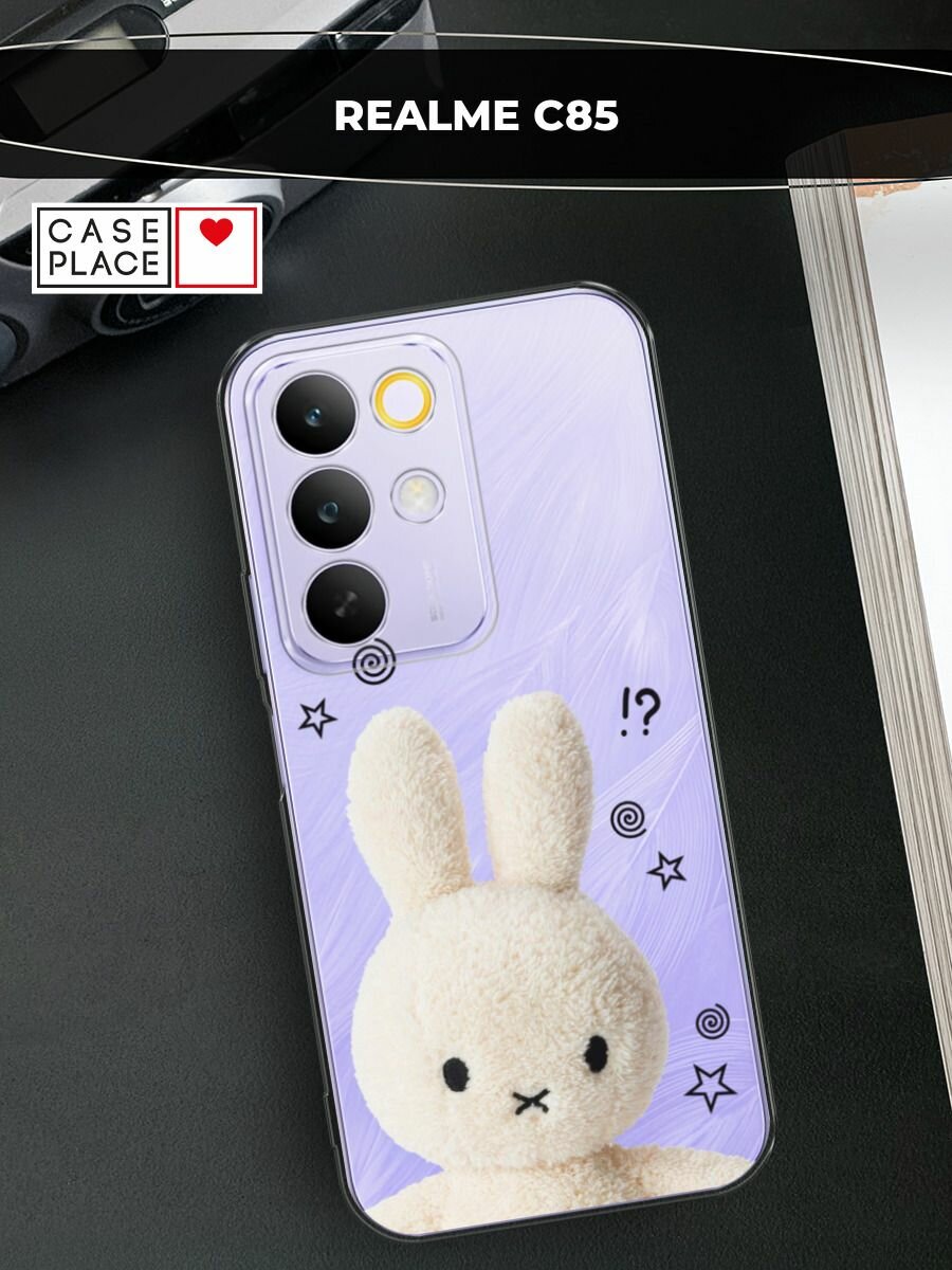 Чехол на Realme C85 / Реалми C85 с принтом Плюшевый зайка, прозрачный