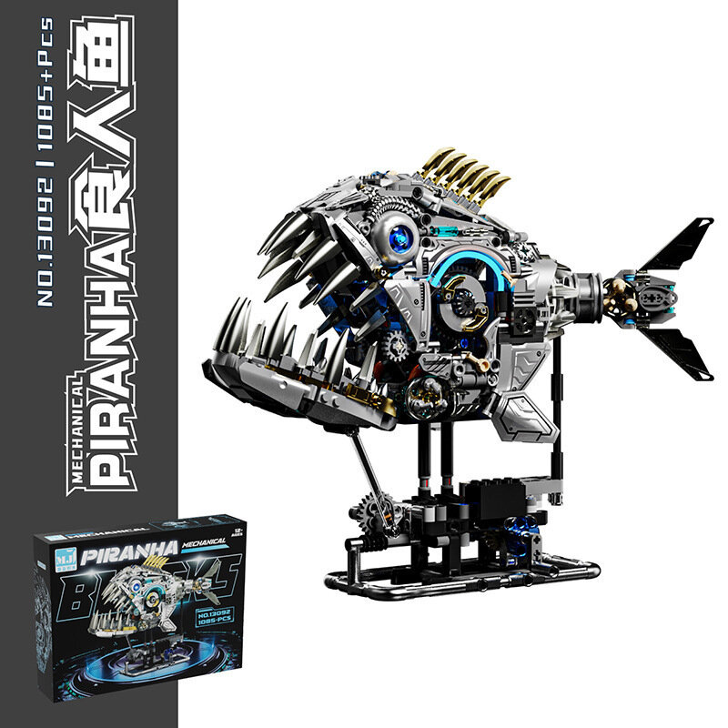 Строительные блоки Meiji Electric Mechanical Lion Whale, совместимые с Lego, игрушки для сборки High-Point, подарок на день рождения для детей, кросс-бордер