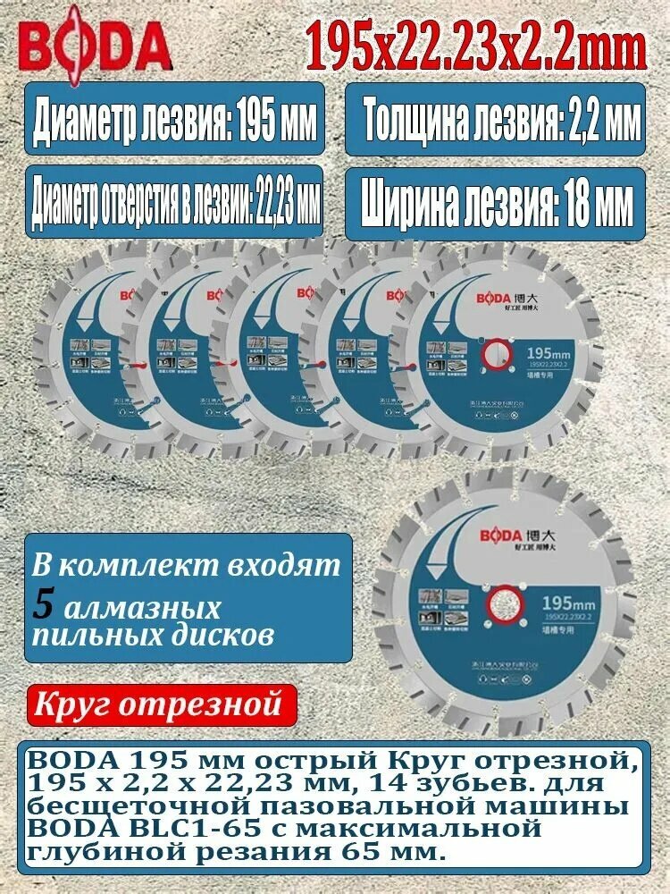 BODA Диск алмазный 195 x 2.2 x 22.23; 14 зуб.