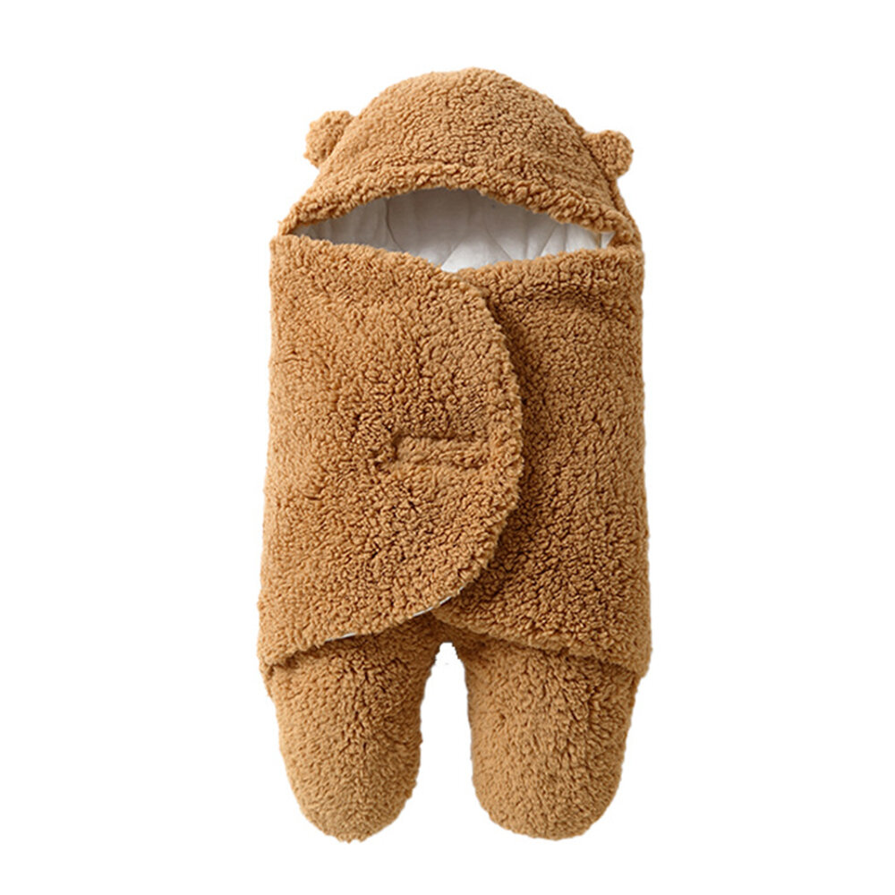 Милый детский пеленальный плед для новорожденных, мягкий плюшевый пеленальный конверт, мешок для сна с ножками, зимний спальный мешок для малышей, размер M (0-3 месяца)