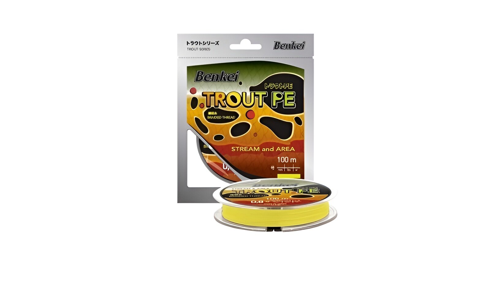 Шнур Benkei "Trout PE" 100 m, #0,5 (0,117mm), 3,6 kg, желтый fluo