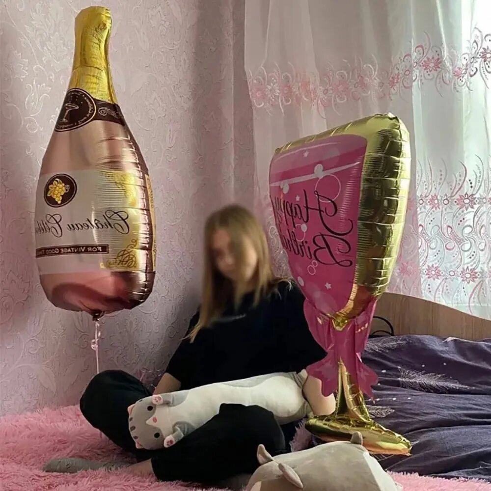 Кольцо с бриллиантом/бутылка шампанского, воздушные шары, Декор для свадьбы/дня рождения,2шт