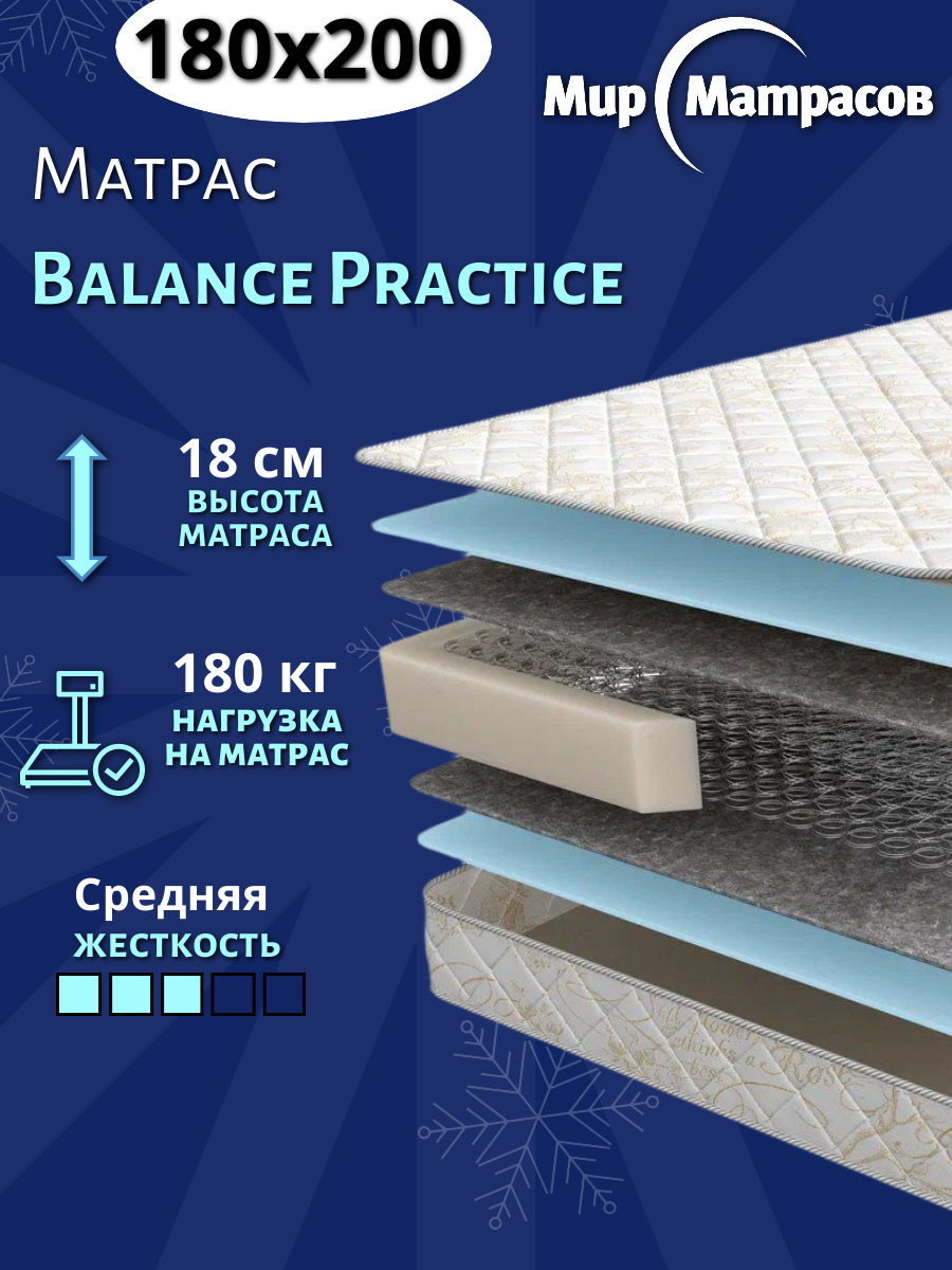 Матрас Balance Practice 180х200, пружинный, средней жёсткости,18см