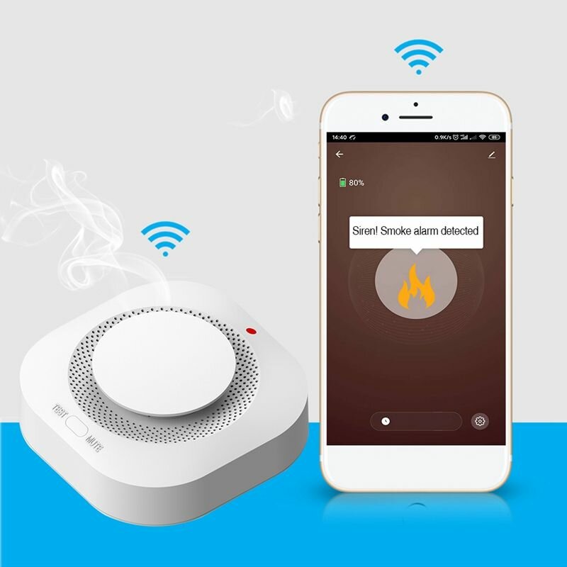 (W M H T) Датчик дыма Tuya Wifi, датчик умного дома, защита от пожарной сигнализации, приложение Smart Life совместим с Home