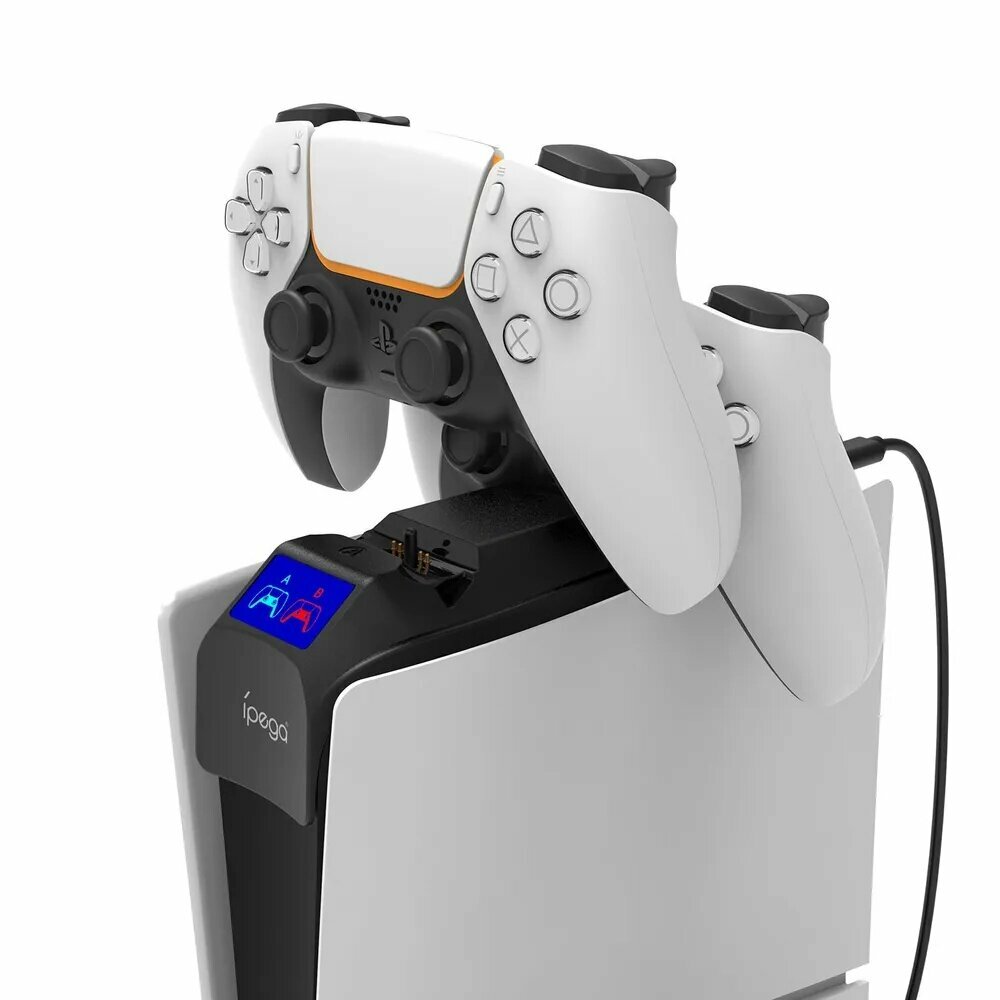 Зарядная станция для двух контроллеров PS5 Slim со светодиодным индикатором