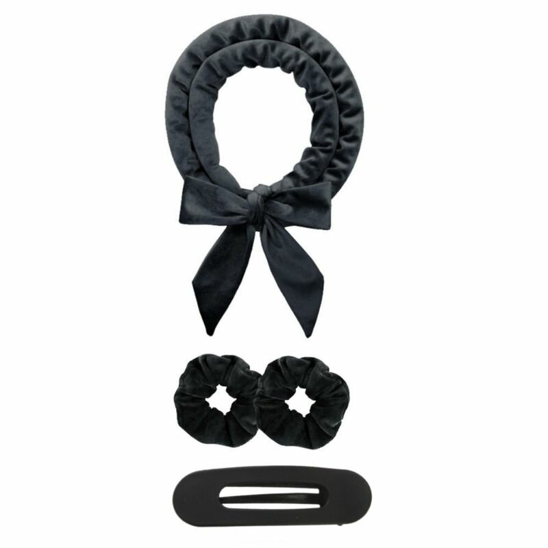 (1 комплект) Набор бигуди без нагрева "Бант" - черный, 4 предмета, в коробке