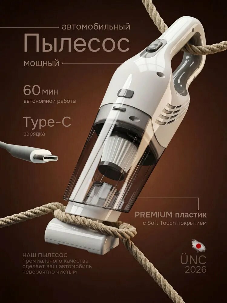 Пылесос для автомобиля UNC автомобильный пылесос беспроводной мощный