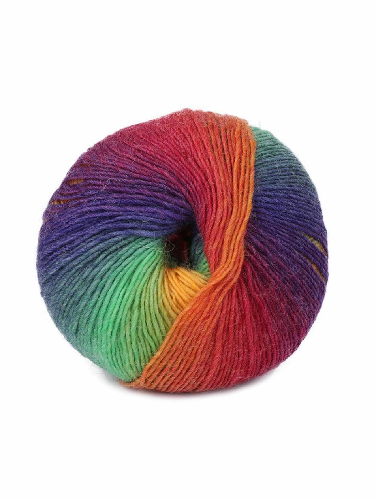Разноцветная шерстяная пряжа 50г, Разноцветный
