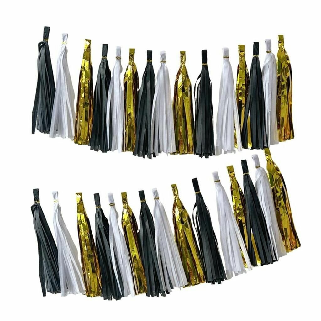 Бумажные гирлянды для украшения, - Черное и белое золото