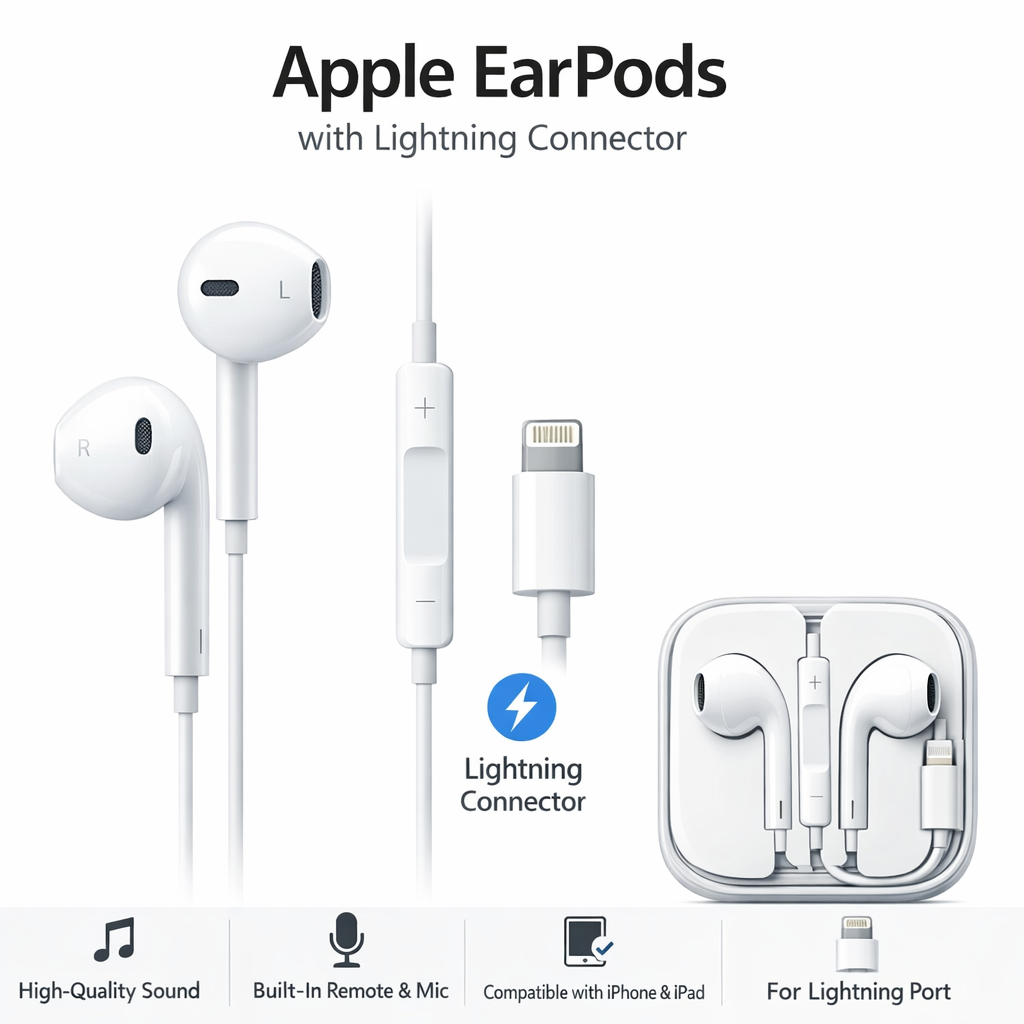 Проводные наушники Apple EarPods (Lightning), оригиналь. Глубокий Басс