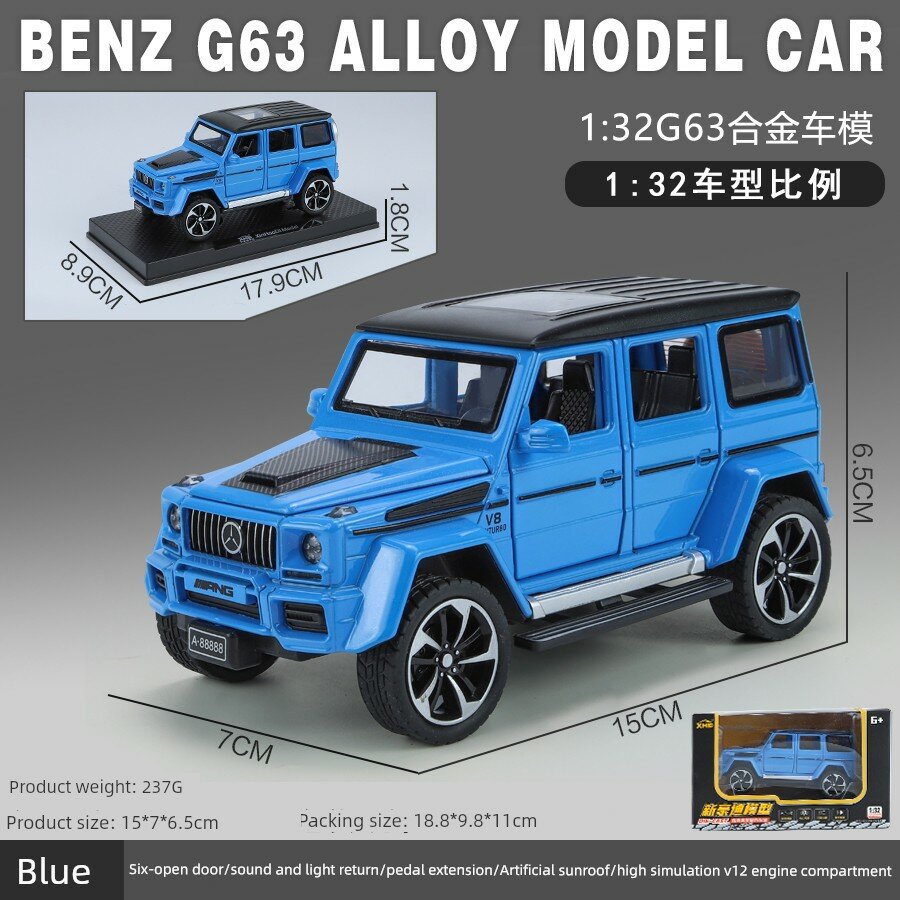 Модель AMG G63 1:32 в синем цвете, металлическая, коллекционная для любителей автомобилей