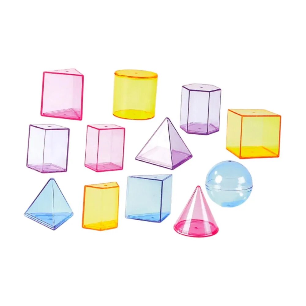 Набор из 12 геометрических фигур, прозрачные, для детского сада и начальной школы, развивающие игрушки