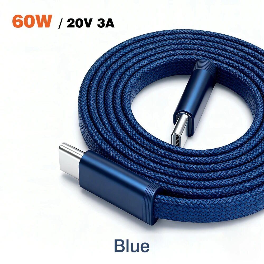 USB-C кабель 2м, синий, 60W