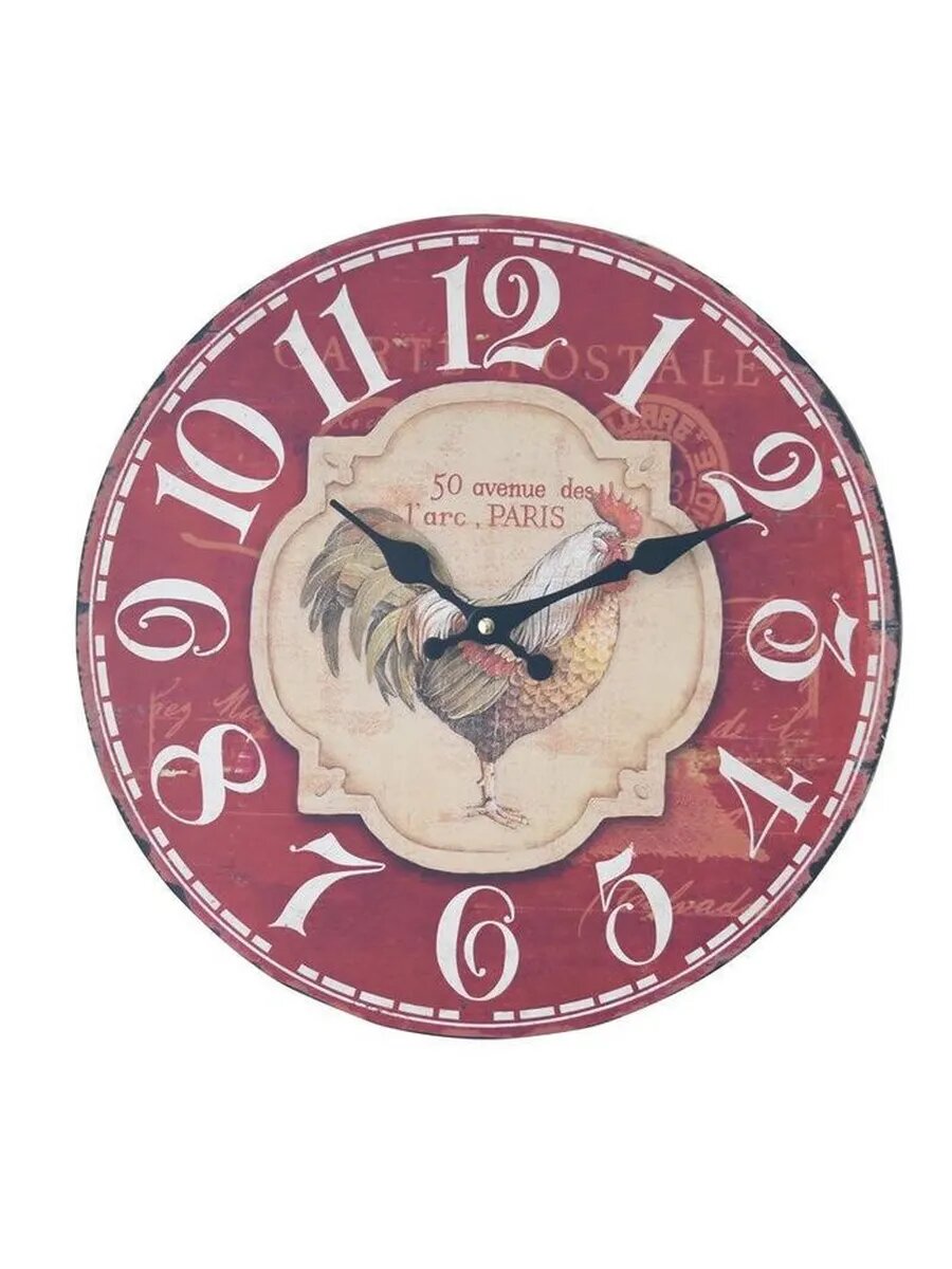 Настенные часы 12" Красный Петух, бесшумные, цифровые