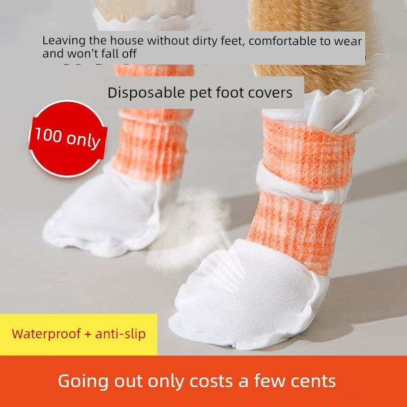 Одноразовые чехлы для ног для домашних животных, противогрязные бахилы для прогулок с собаками, носки для щенков,