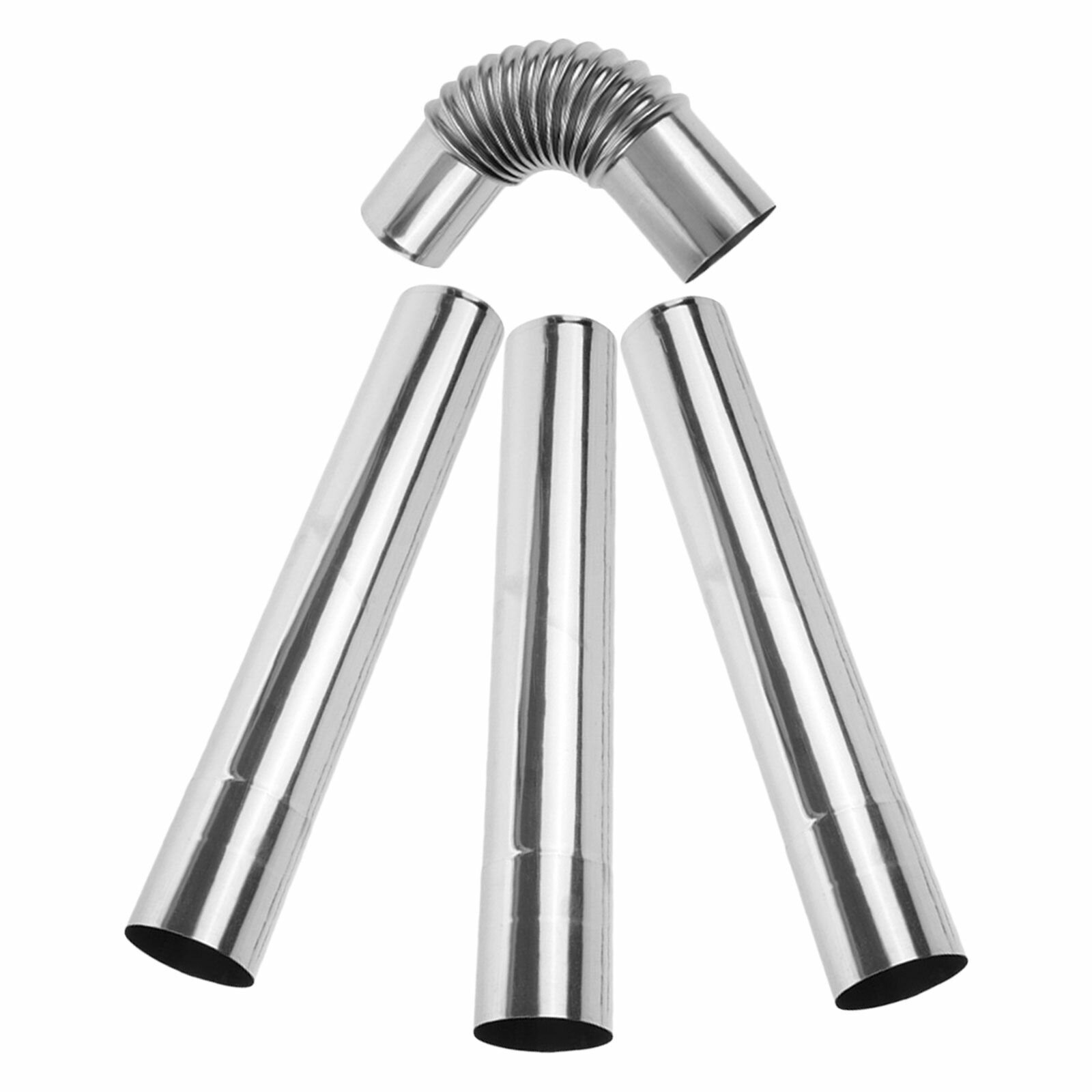 Набор дымоходных труб из серебристой нержавеющей стали для газового и дровяного камина, 4 детали