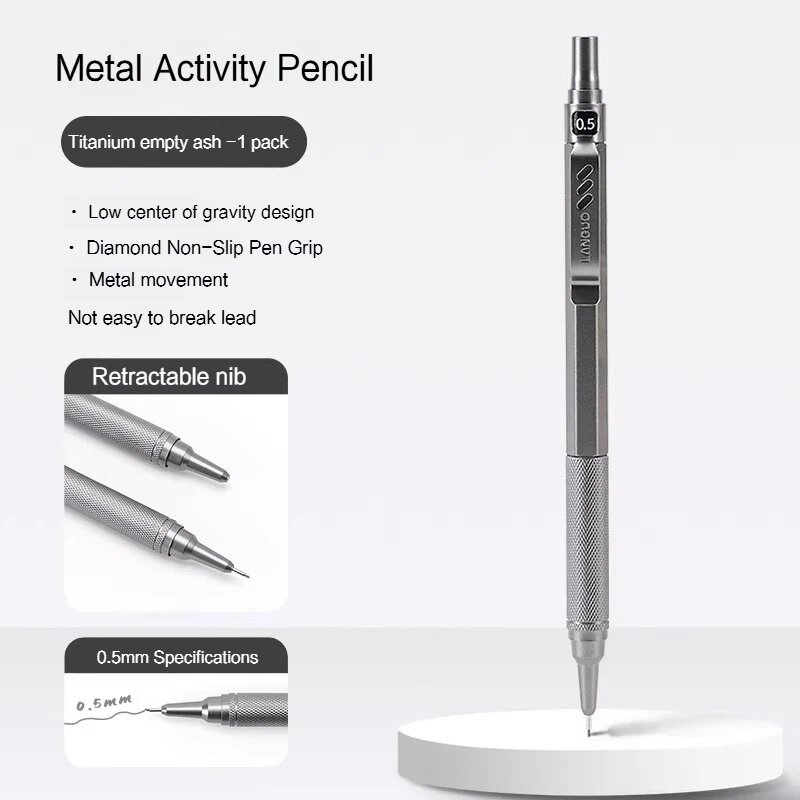 Механический карандаш Languo металлический 0.3/0.5/0.7 мм Серебряный, 0.5mm Grey